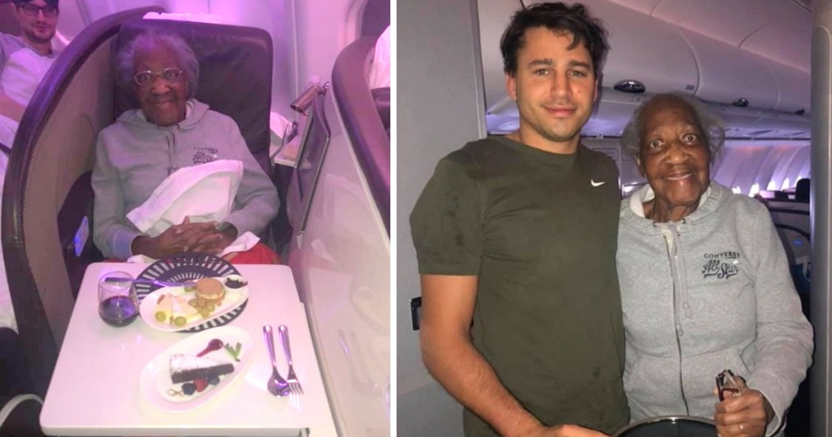 Man in first class swaps seats with 88-year-old passenger and makes her ...