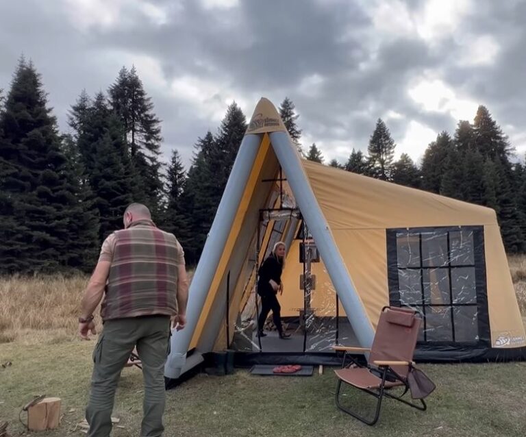Couple takes ‘glamping’ to the next level with their ‘tiny house tent’