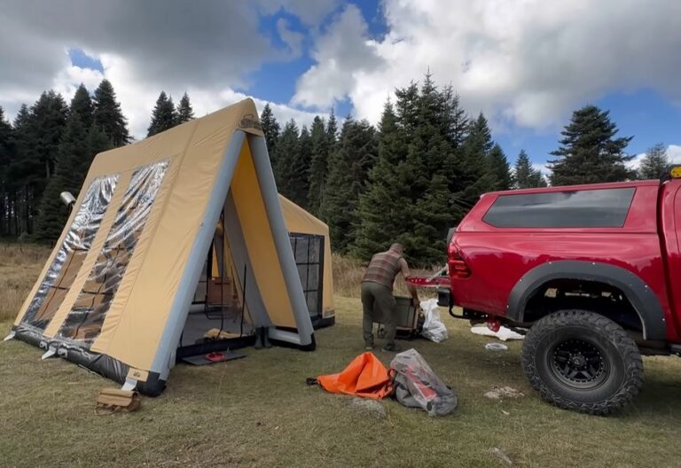 Couple takes ‘glamping’ to the next level with their ‘tiny house tent’