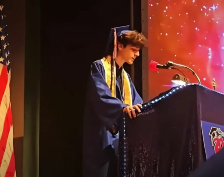 Shaken up valedictorian in muddy shoes confesses to crowd that he just ...